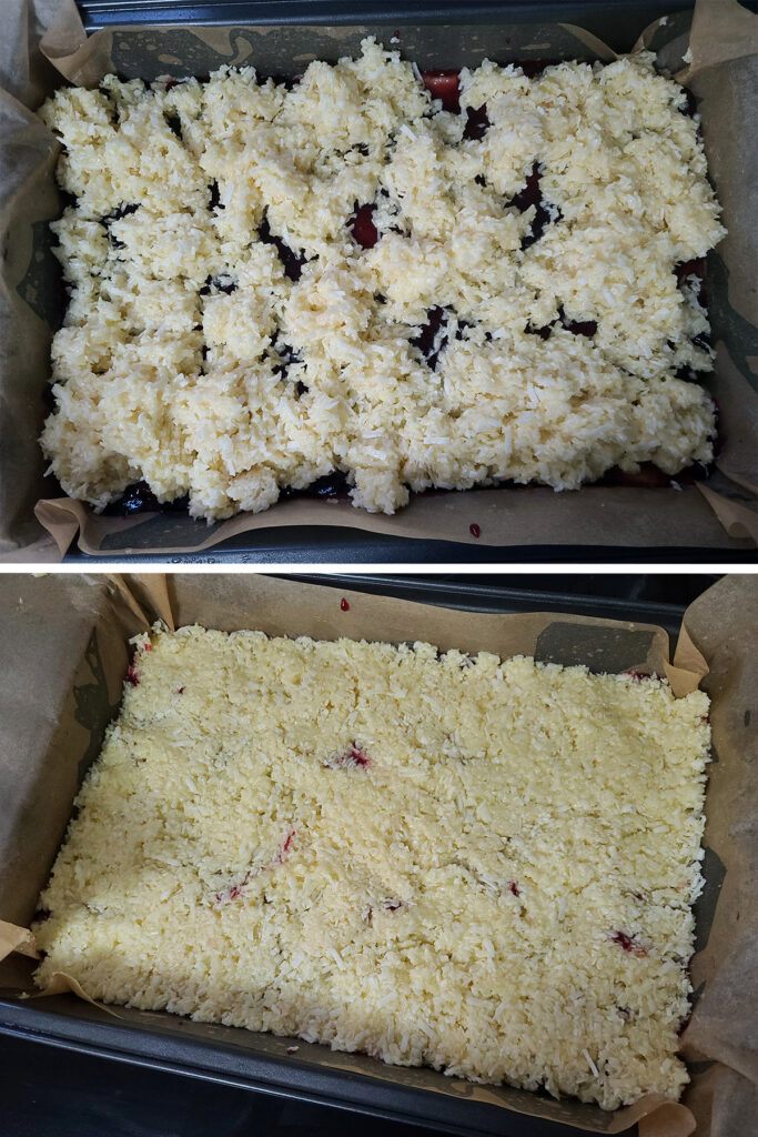 Gluten Free Raspberry Bars with Crunchy Coconut Topping - Beyond Flour