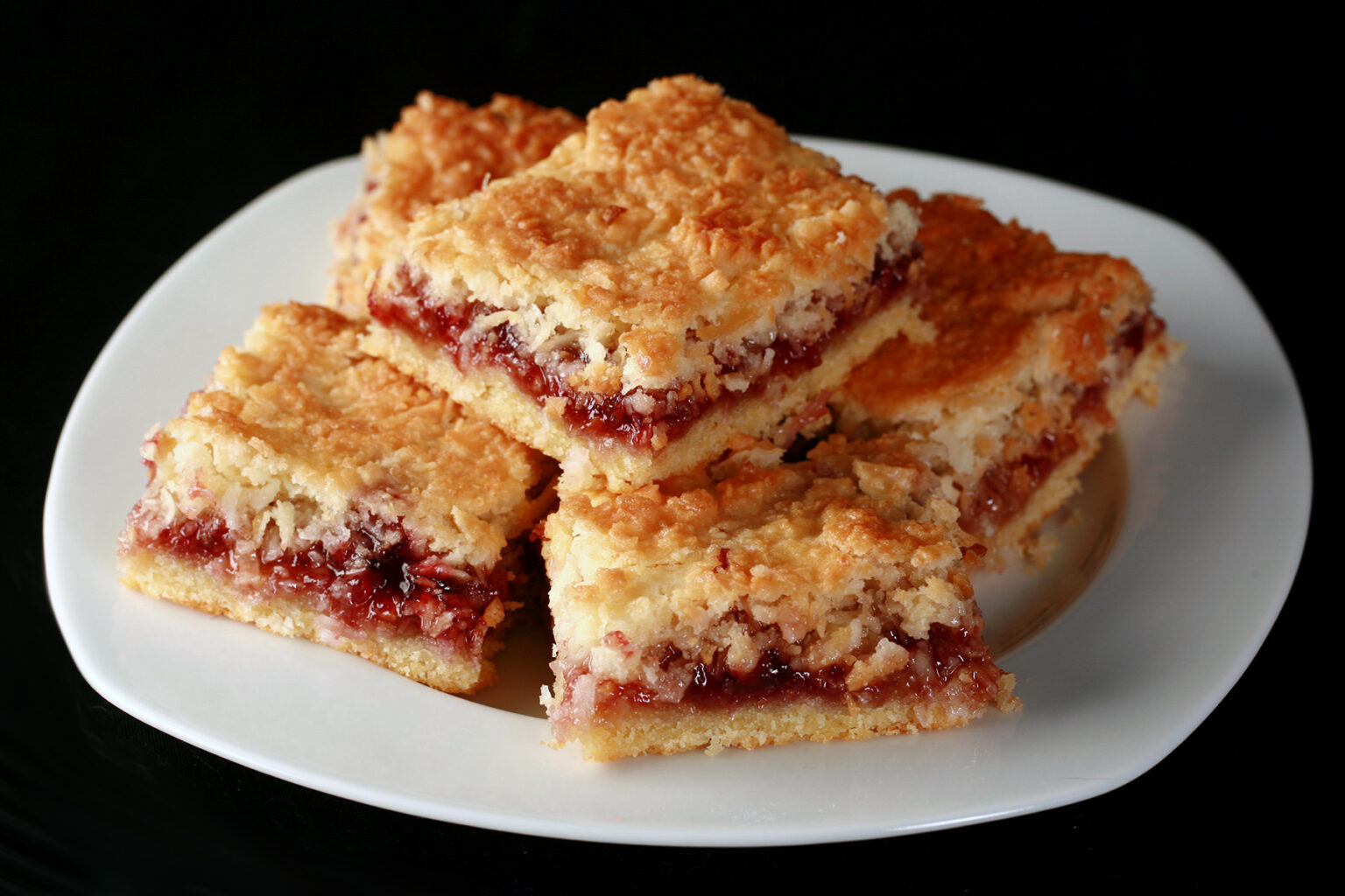 Gluten Free Raspberry Bars with Crunchy Coconut Topping - Beyond Flour