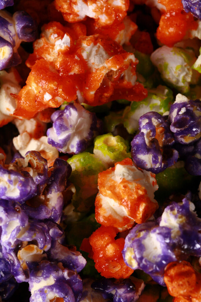 Easy Glazed Halloween Popcorn Recipe [Jello Popcorn] - Beyond Flour