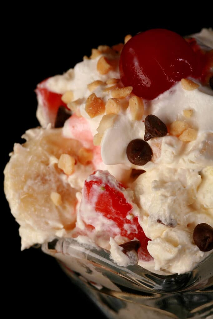 Banana Split Fluff Salad [Marshmallow Salad] - Beyond Flour