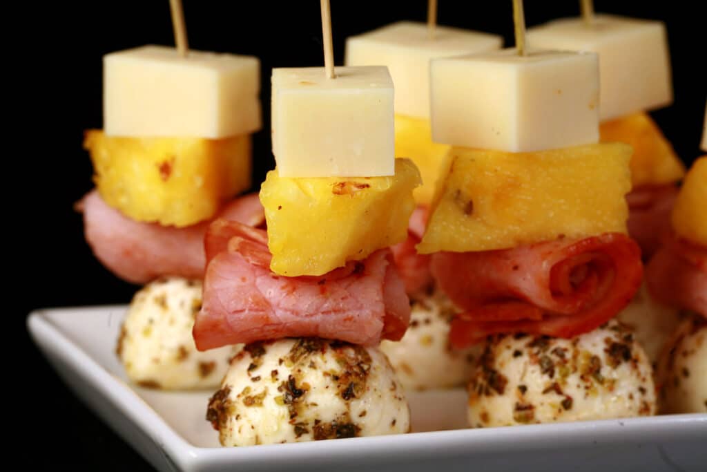 Easy Hawaiian Pizza Skewers - Beyond Flour